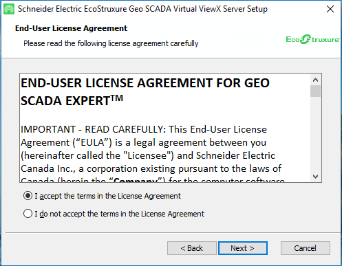 Geo SCADA Expert Installation Guide - Virtual ViewX Server Setup Wizard (Installing the Virtual ...